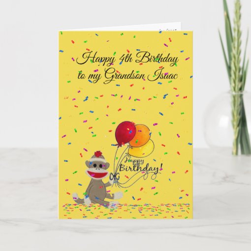 Sock Monkey Christmas Birthday Card for Child | Zazzle