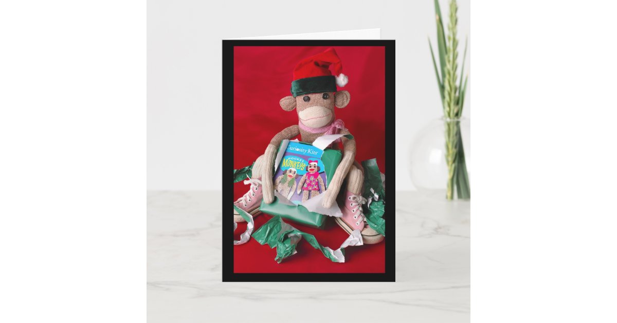 Sock Monkey Christmas Holiday Card | Zazzle