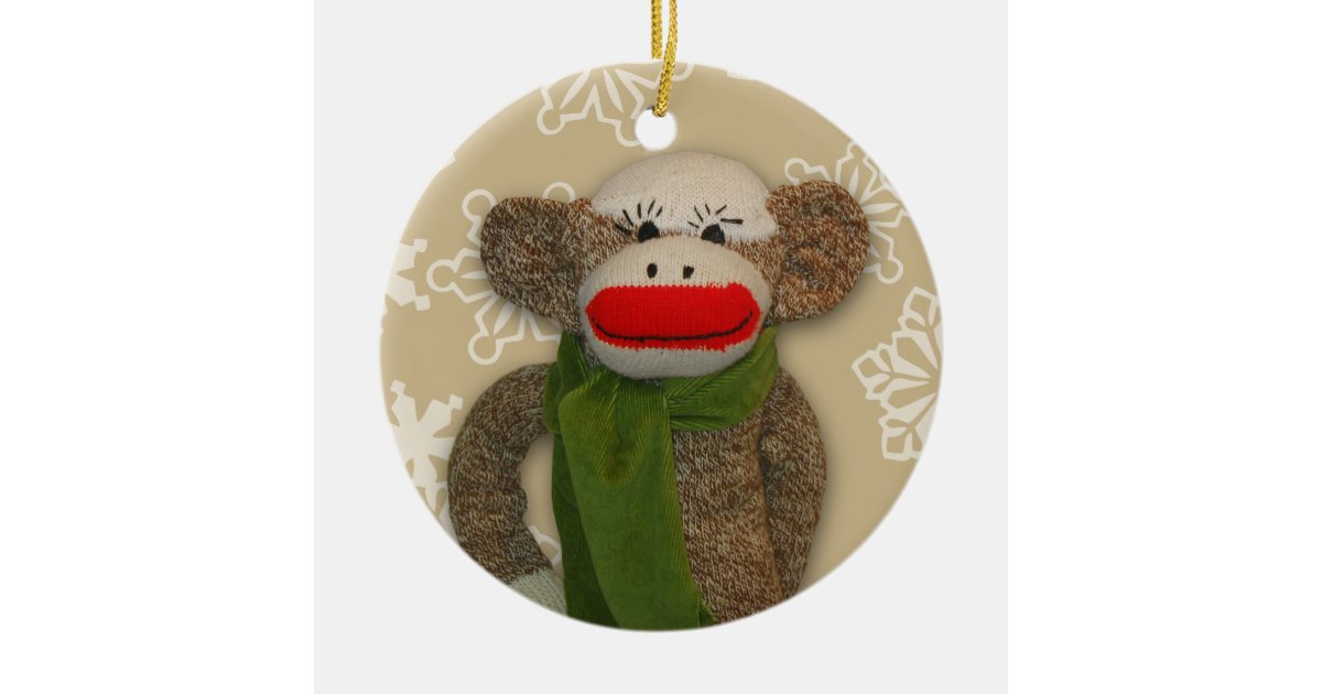 Sock Monkey Christmas Ornament | Zazzle