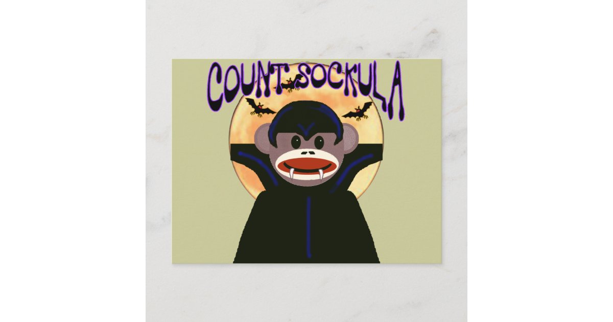 Sock Monkey Count Sockula Postcard | Zazzle