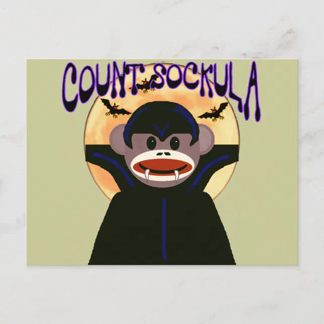 Sock Monkey Count Sockula Postcard | Zazzle