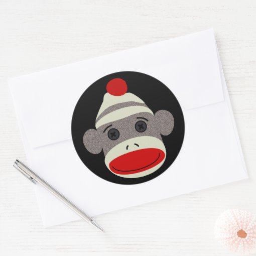 Sock Monkey Face Classic Round Sticker | Zazzle