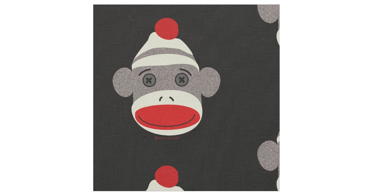 Sock Monkey Face Fabric | Zazzle