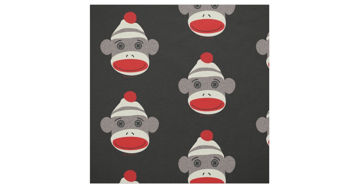 Sock Monkey Face Fabric | Zazzle
