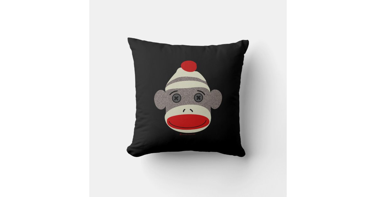 Sock Monkey Face Throw Pillow | Zazzle