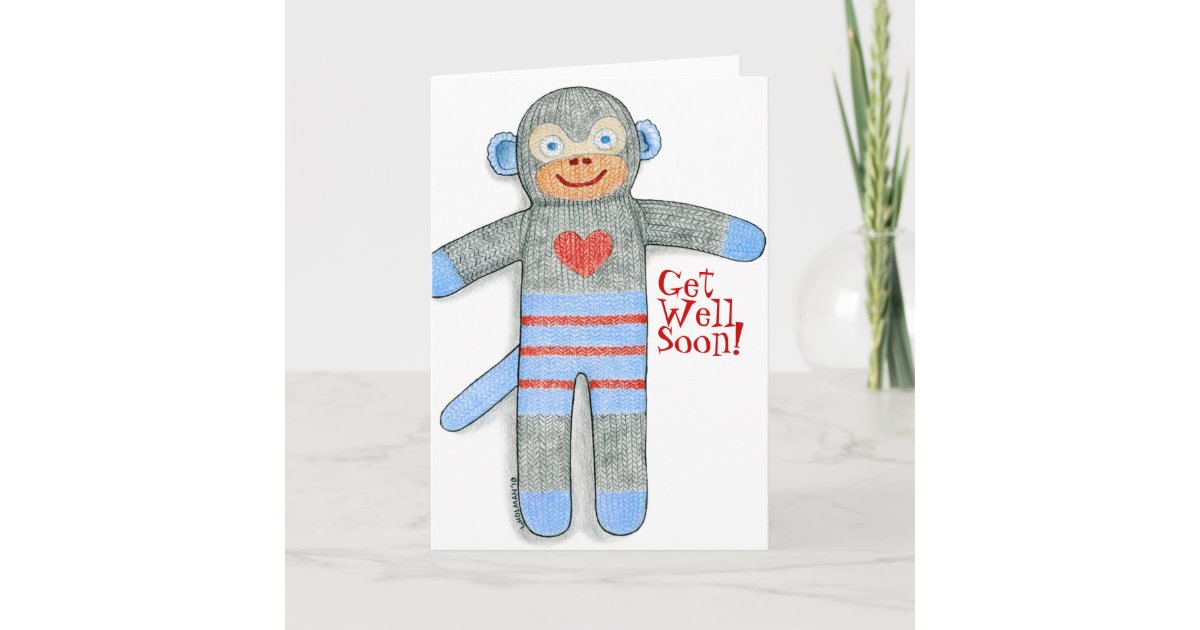 Sock Monkey Get Well Card | Zazzle