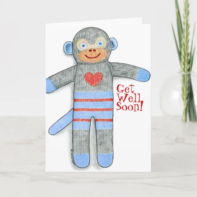 Sock Monkey Get Well Card | Zazzle