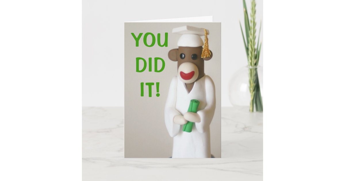 Sock Monkey GRAD Card | Zazzle