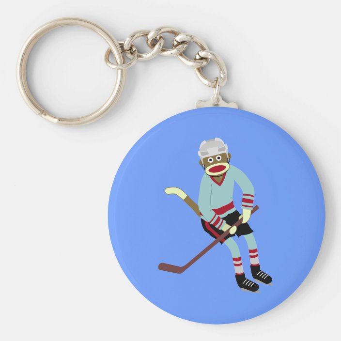 Sock Monkey Hockey Player Keychain | Zazzle.com