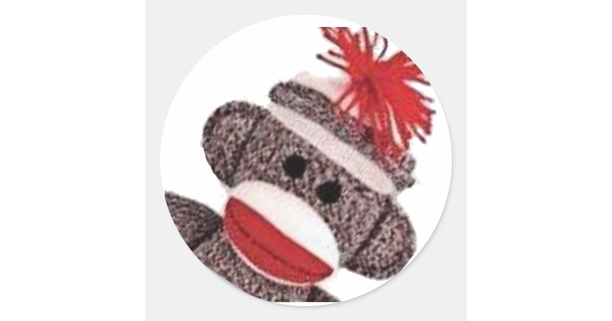 Sock Monkey merchandise products gifts Classic Round Sticker | Zazzle