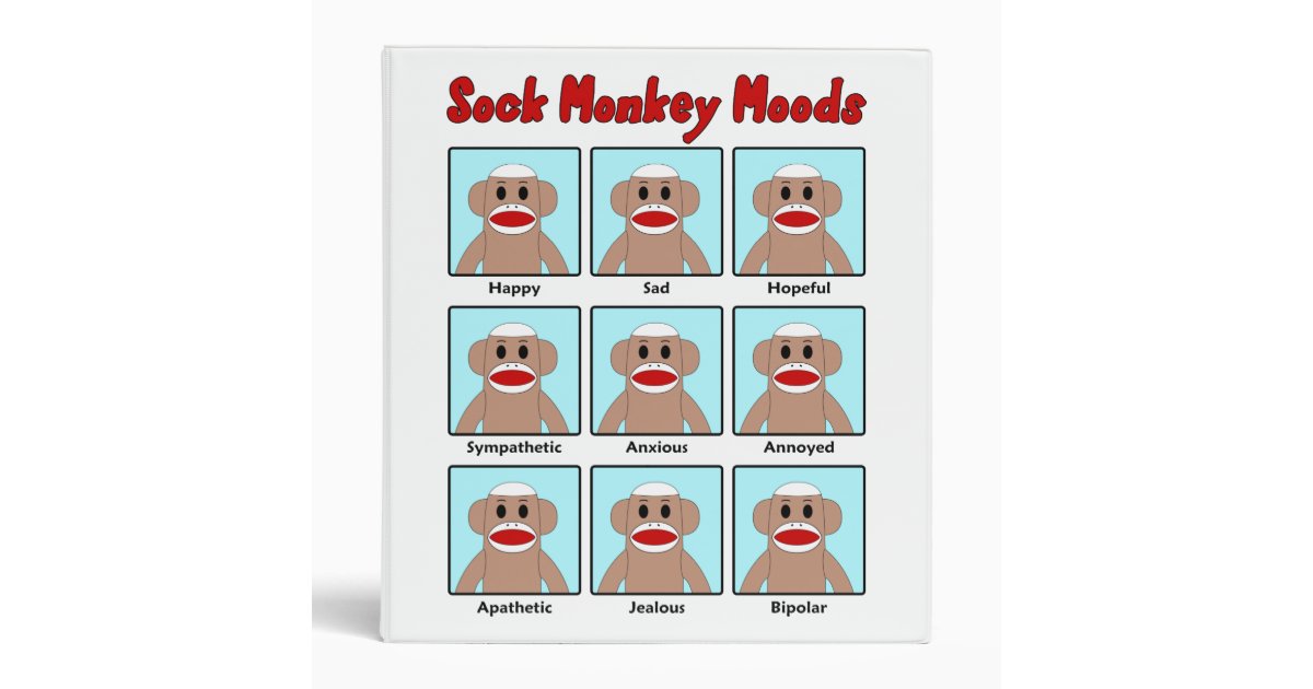 Sock Monkey Moods Binder | Zazzle