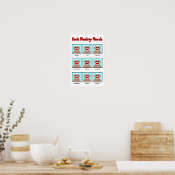 Sock Monkey Moods Poster | Zazzle