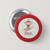 Sock Monkey NAME TAG Custom Button | Zazzle