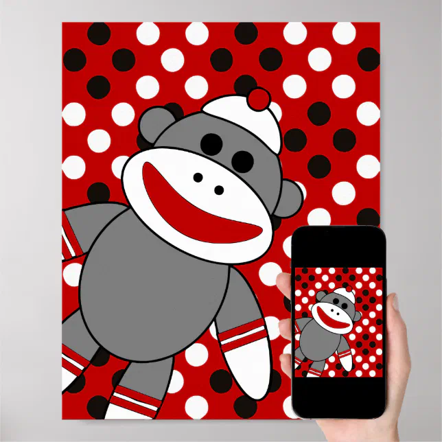 Sock Monkey Nursery Wall Art | Zazzle