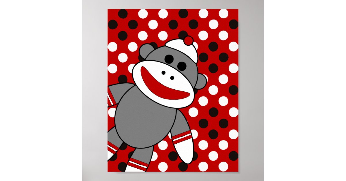 Sock Monkey Nursery Wall Art | Zazzle