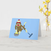 Sock Monkey Olympic Curling Card | Zazzle