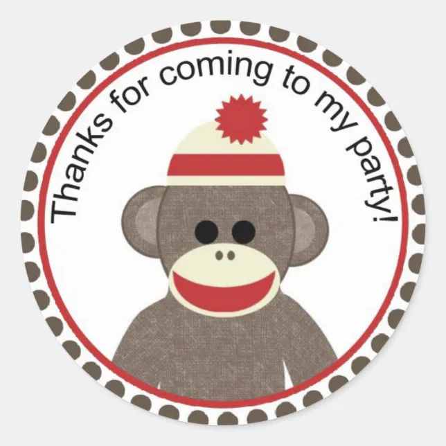 sock monkey party sticker | Zazzle