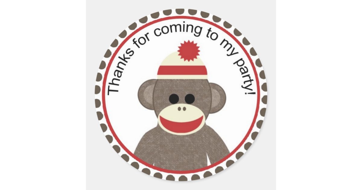 sock monkey party sticker | Zazzle
