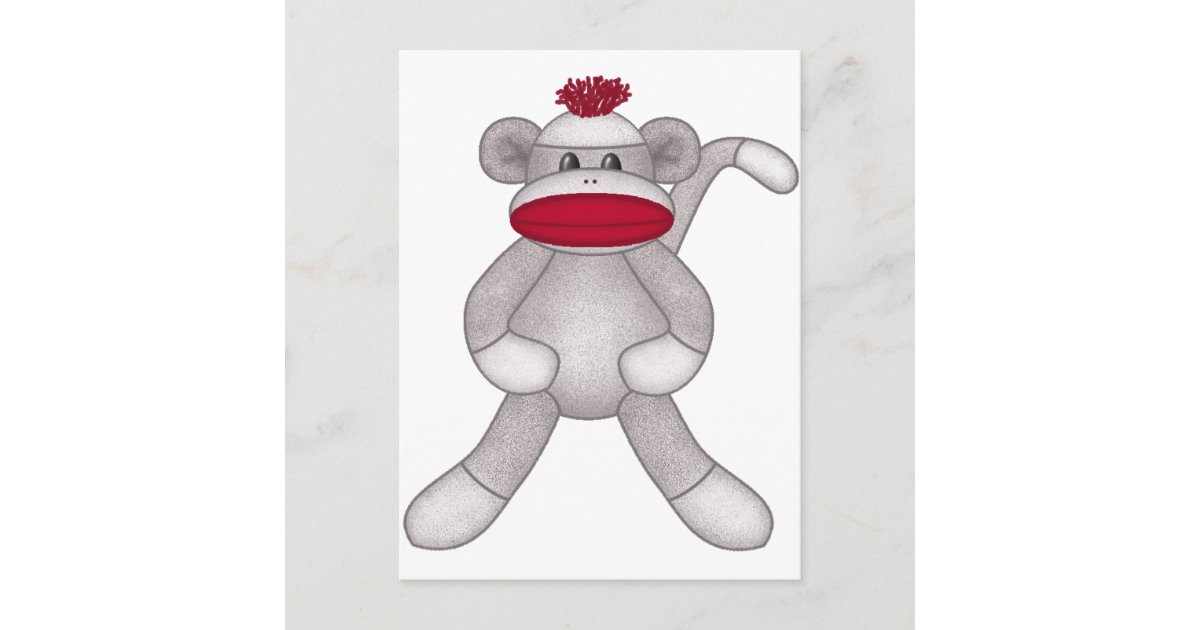 Sock Monkey Postcard | Zazzle