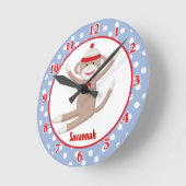 Sock Monkey Wall Clock (Blue) Add a Name | Zazzle