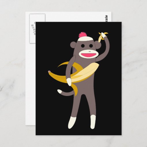 Sock Monkey with Banana Swords Postcard | Zazzle