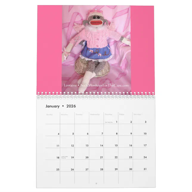 Sock Monkeys for the Cure Wall Calendar | Zazzle
