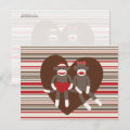 Sock Monkeys in Love Valentine's Day Heart Gifts Holiday Postcard | Zazzle