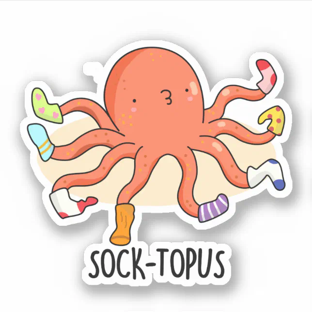 Sock-topus Funny Octopus With Socks Pun Sticker | Zazzle