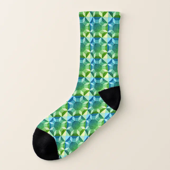 Socks - Quilt Pattern in Blues and Greens | Zazzle