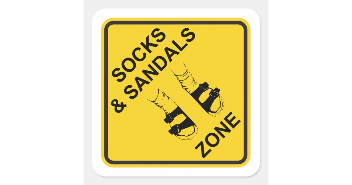 Socks & Sandals Zone Square Sticker | Zazzle