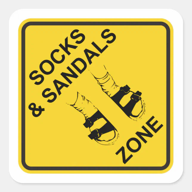 Socks & Sandals Zone Square Sticker | Zazzle