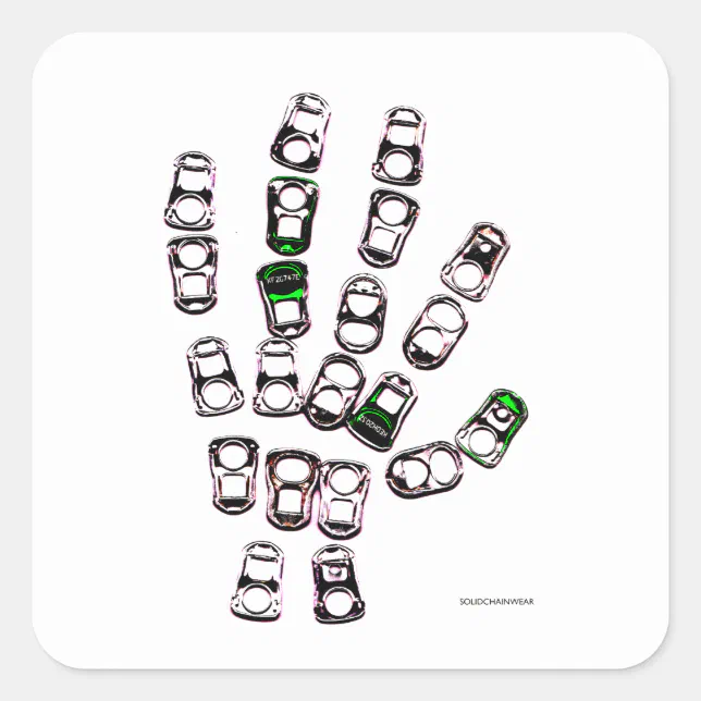 Soda can pull tab hand square sticker | Zazzle