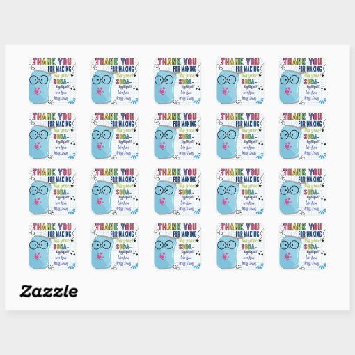 soda- lightful appreciation square sticker | Zazzle