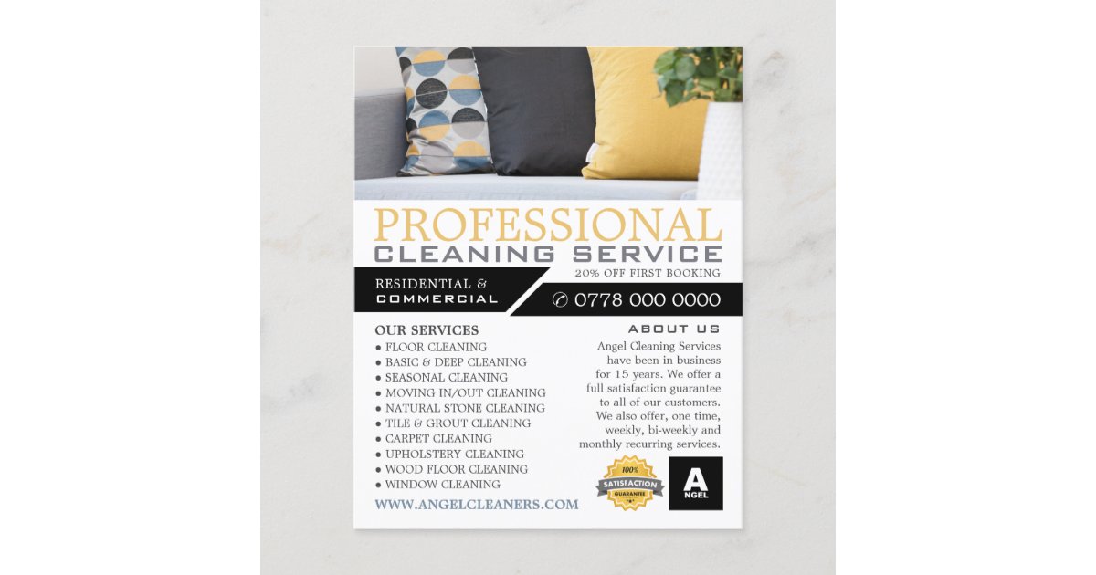 Sofa Cushions, Cleaning Service Advertising Flyer | Zazzle