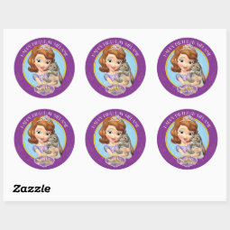 Sofia the First Birthday Classic Round Sticker | Zazzle