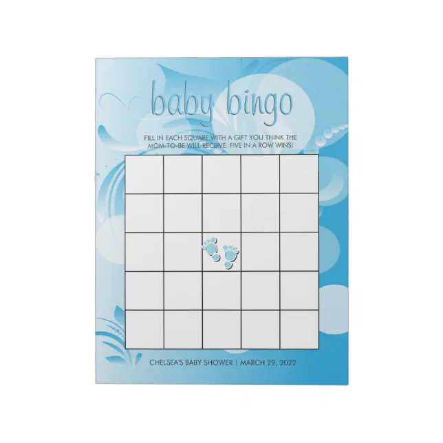 Soft Baby Blue Bokeh Florid | Baby Boy Shower Notepad | Zazzle