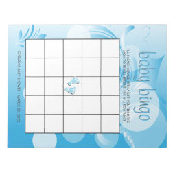 Soft Baby Blue Bokeh Florid | Baby Boy Shower Notepad | Zazzle