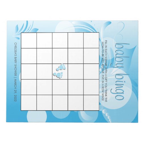 Soft Baby Blue Bokeh Florid | Baby Boy Shower Notepad | Zazzle