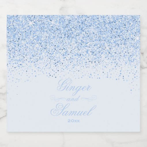 Soft Baby Blue Glitter Beer Bottle Label | Zazzle
