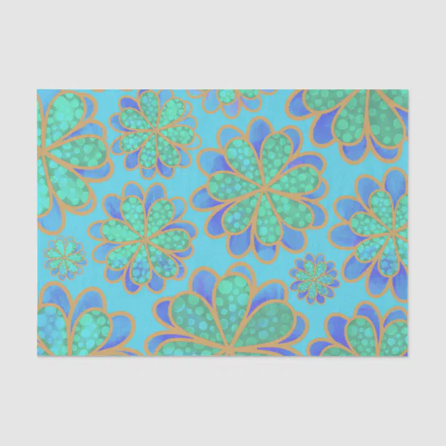 Soft Blue Flowers Floating in a Sea Tissue Paper | Zazzle