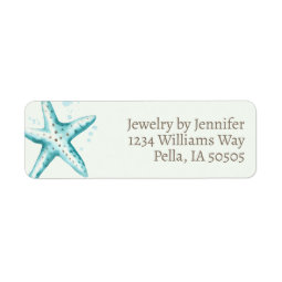 Soft Blue Watercolor Starfish Stylish Ocean Beach Label | Zazzle