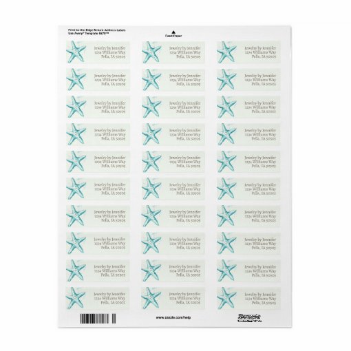 Soft Blue Watercolor Starfish Stylish Ocean Beach Label | Zazzle