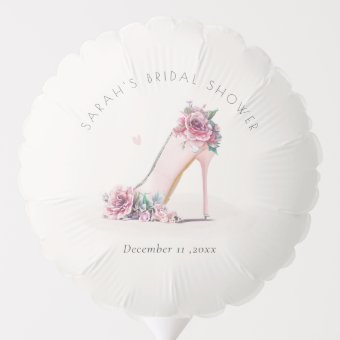 Soft Blush Pink High Heels Floral Bridal Shower Balloon | Zazzle