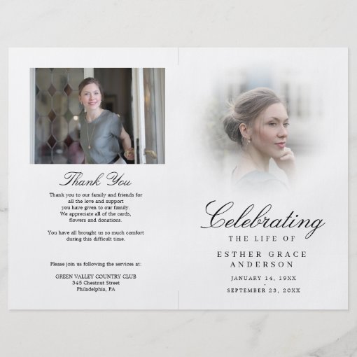 Soft Celebration of Life Funeral Folded Program Flyer | Zazzle