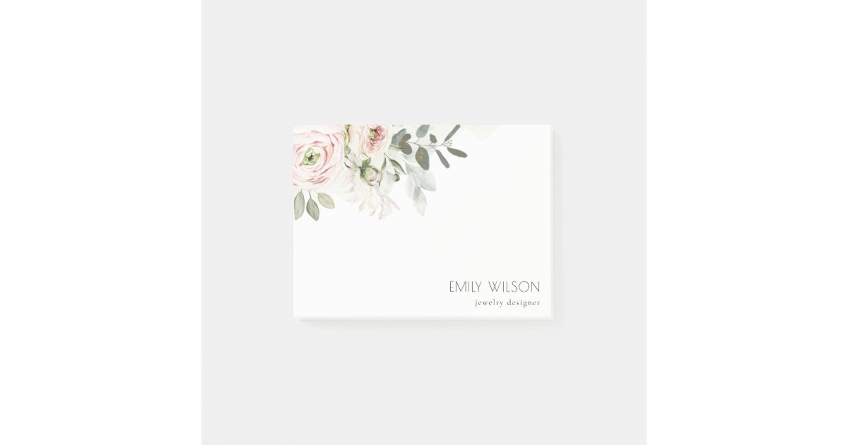 Soft Chic Blush Pink Peony Leafy Botanical Floral Post-it Notes | Zazzle