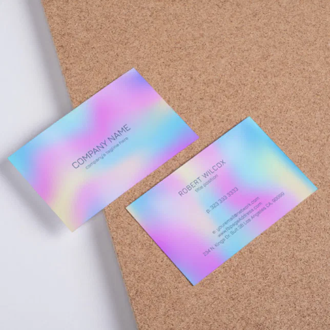 Soft colors holographic background 4 business card | Zazzle