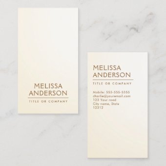 Soft cream ivory modern minimalist professional business card | Zazzle