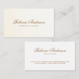 Soft cream ivory satin gradient chic pretty script business card | Zazzle