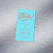 Soft cyan and Bittersweet Hello Business Card Magnet | Zazzle