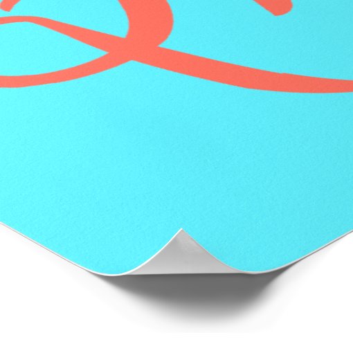 Soft cyan and Bittersweet Hello Poster | Zazzle